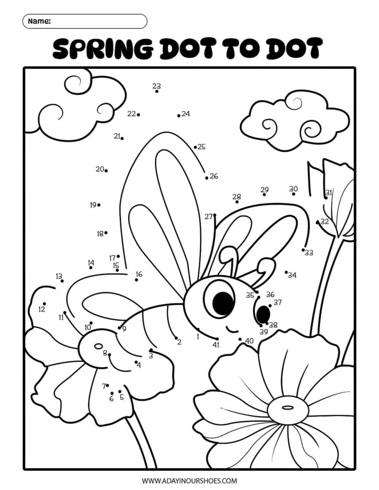 8 Free Printable Dot to Dot Worksheets (Spring Theme)