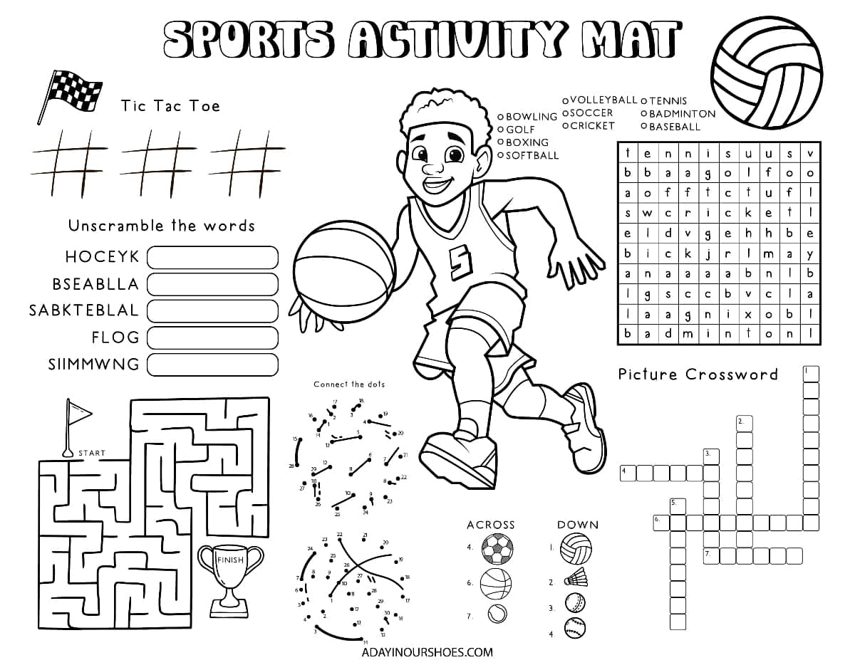 Free Sports Worksheets (Coloring PDF)