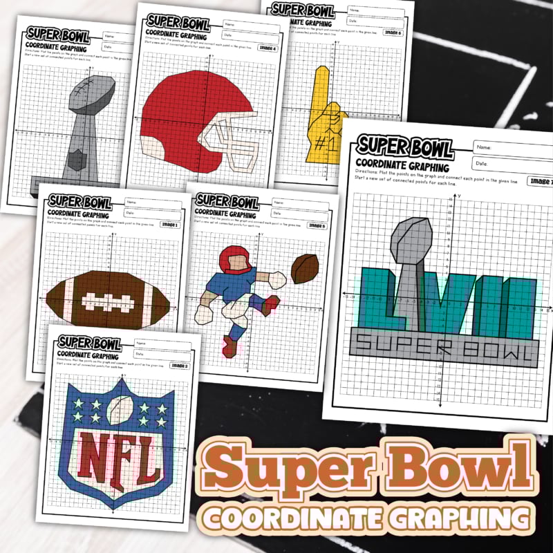 7 Free Football Math Worksheets (Coordinate Graphing)