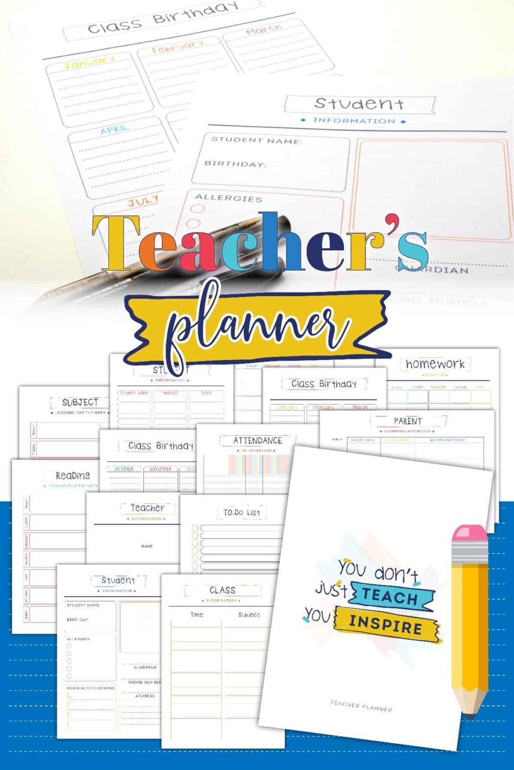Free Downloadable Teacher Planner (14-page PDF)