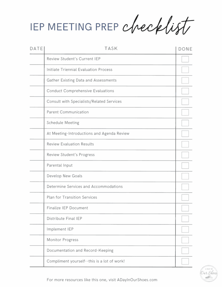 IEP Meeting Checklist for Teachers (Free PDF)