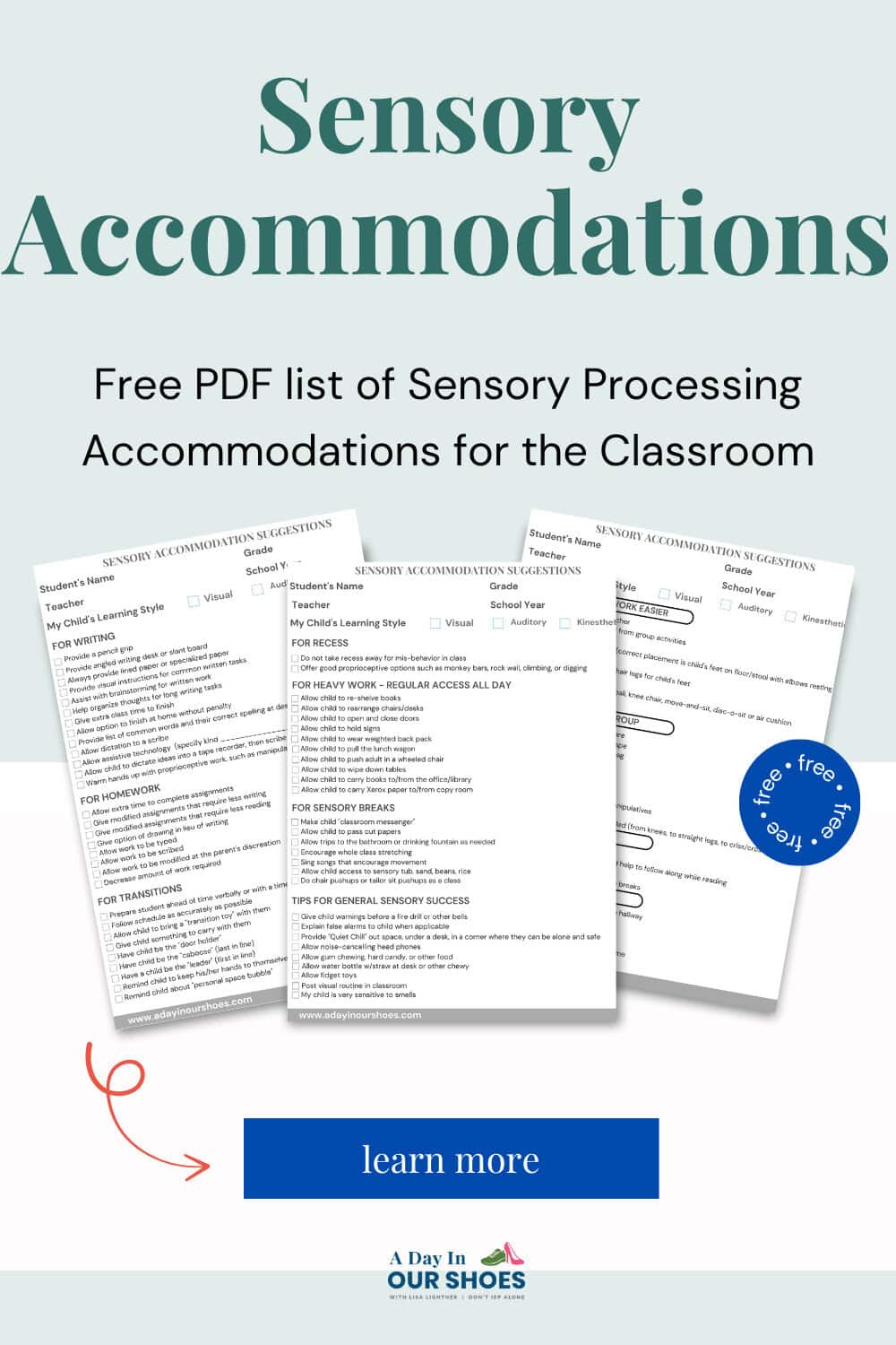50 Sensory Processing Accommodations In The Classroom (free PDF)