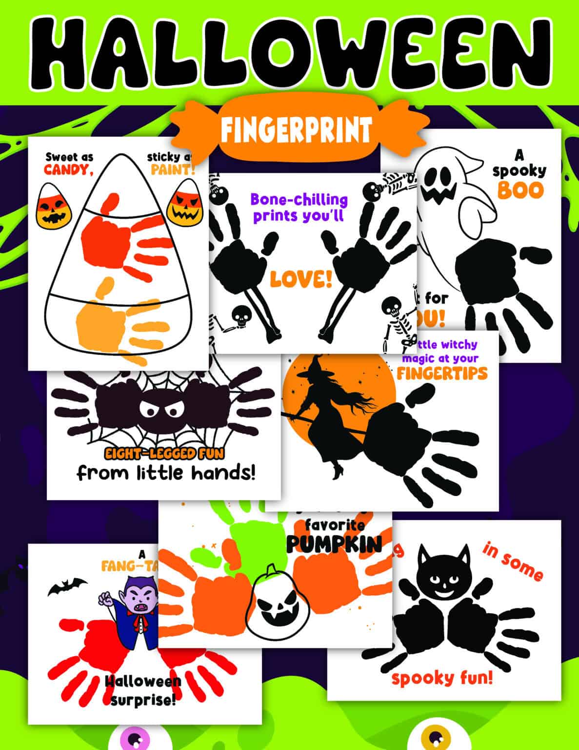 Easy, Free And Fun Halloween Crafts: Handprint And Fingerprint Art For Kids