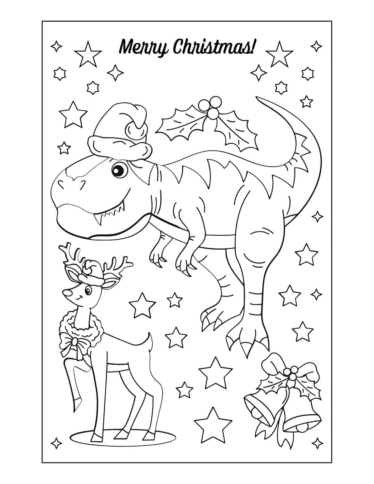 Free Dinosaur Christmas Coloring Pages (PDF)