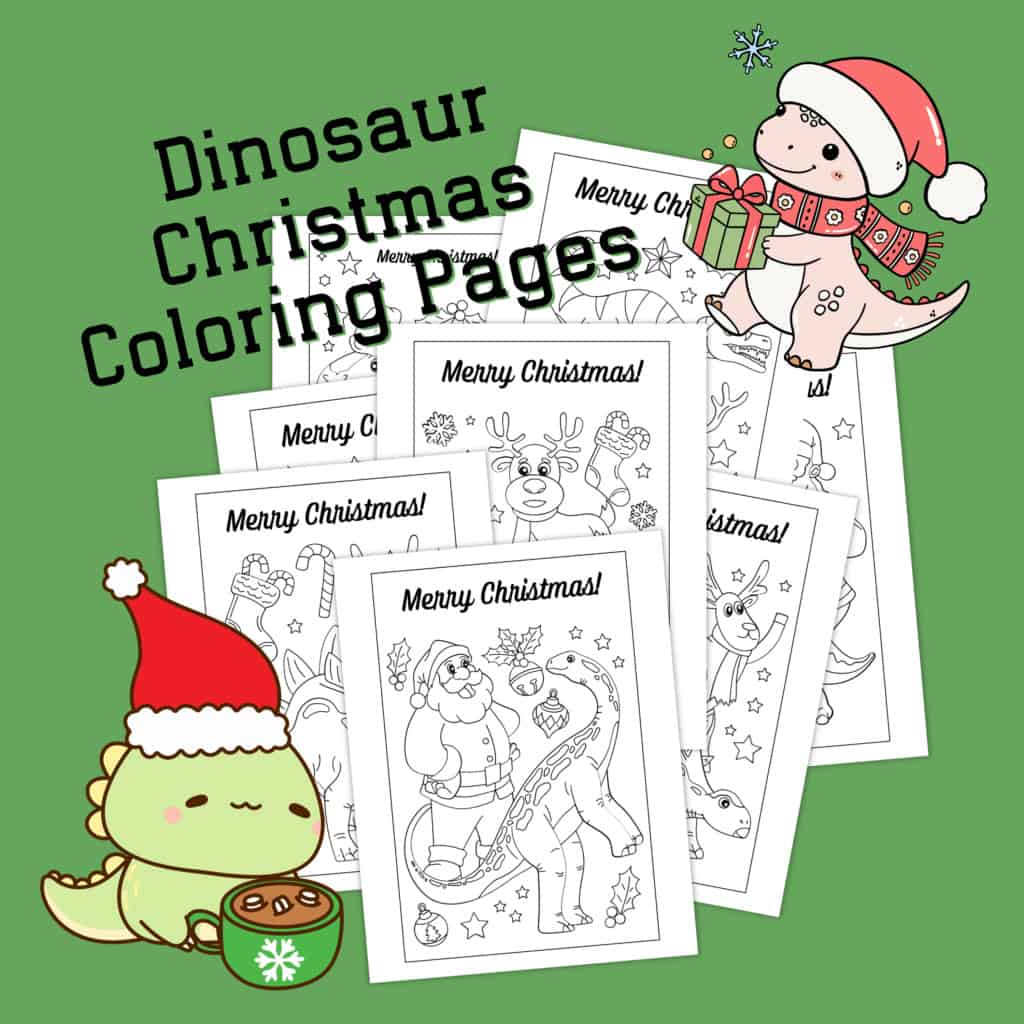 Free Dinosaur Christmas Coloring Pages (PDF)