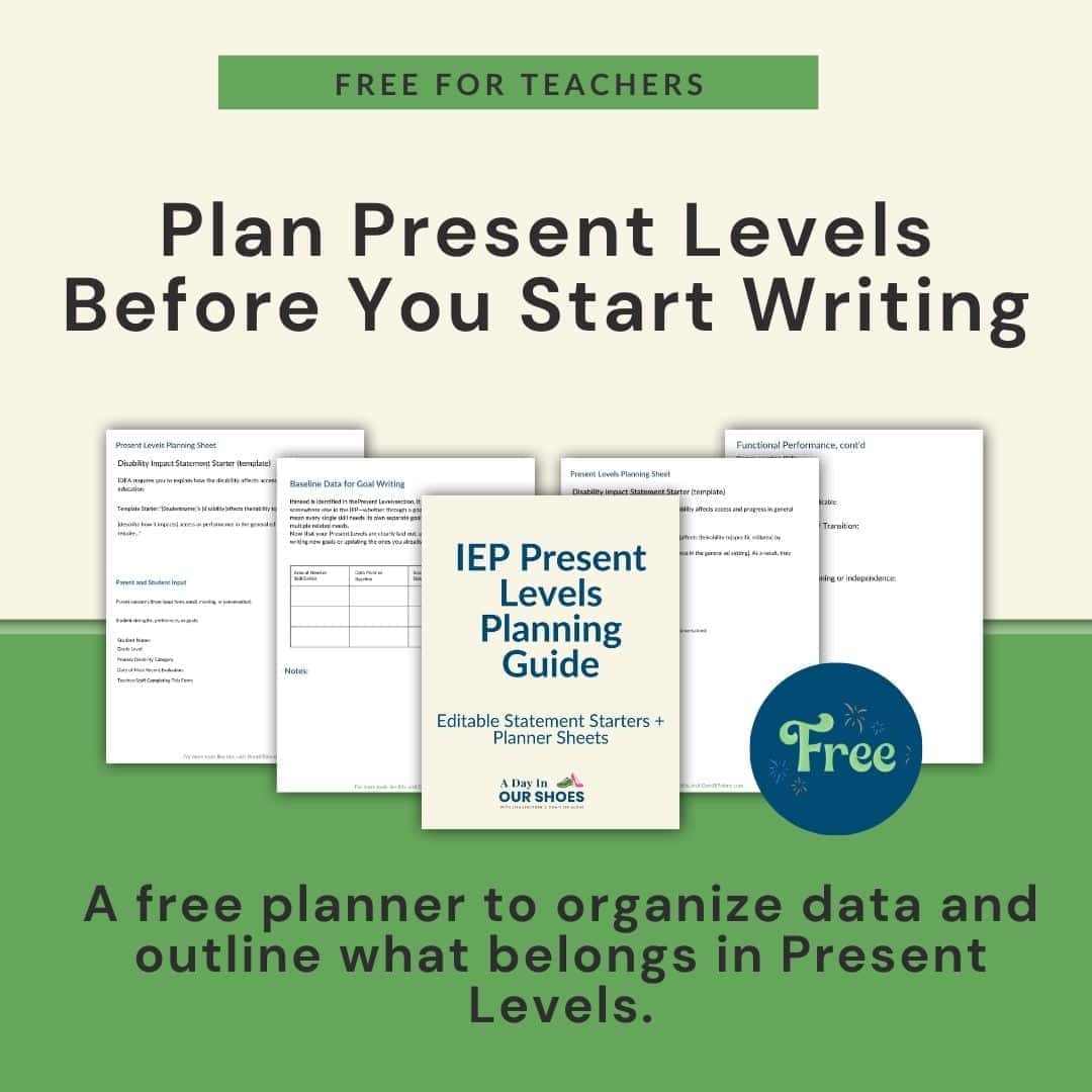 Free IEP Present Levels Planning Guide