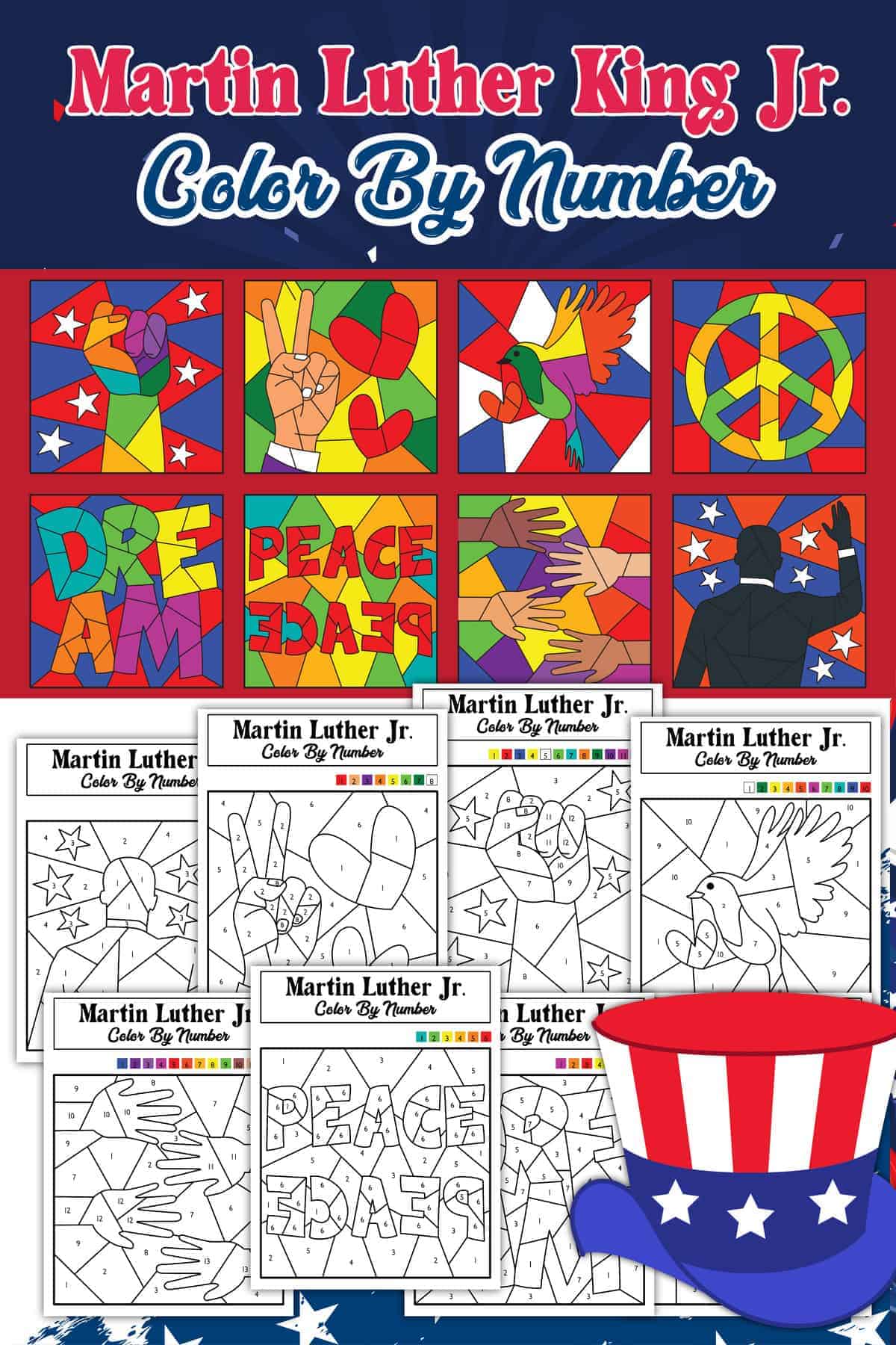 MLK Day Color By Number Pages For Kids