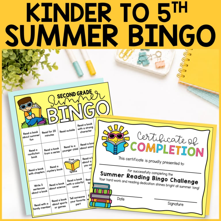 Free Summer Reading Challenge (Bingo PDF For K-5)